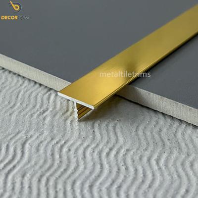 China 20mm T Shaped Transition Strip High Gloss Gold Aluminum Floor Cover 2.5m for sale