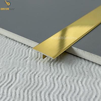 China Polish Gold 25mm Aluminum Tile Edge Trim T Molding Floor and Wall Divider Strip for sale