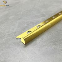 China 10x2500mm High Gloss Gold Marble Bullnose External Aluminium Tile Trim 6063 T5 for sale