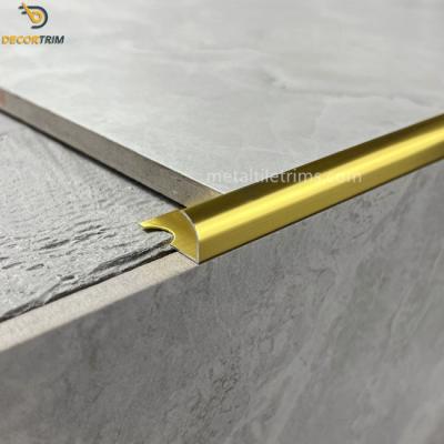 China 10x2500mm High Gloss Gold Marble Bullnose External Aluminium Tile Trim 6063 T5 for sale