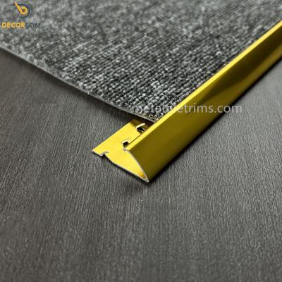 China Curved Shiny Gold Aluminum Carpet Transition Strip 9mm 2500mm Floor Trim for sale