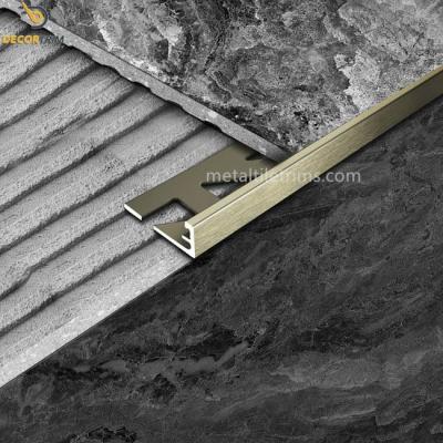 China Aluminum Tile Edge Trim 10mm Brush Bronze L-Shape Straight External Corner 2.5m for sale