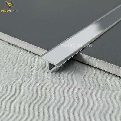 China Chrome 6063 T5 Aluminum Tile Trim T Profile Transition Cover Strip 20mm for sale