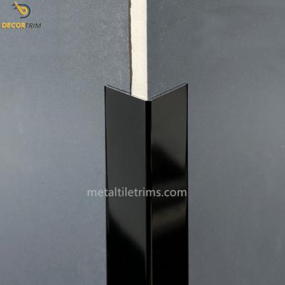 China 25*25 6063 Aluminum Tile Trim Shiny Black L Shape Wall Corner Protective for sale