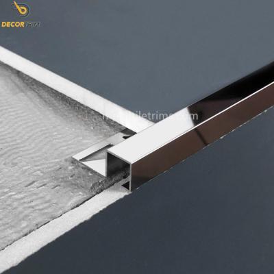 China 10mm Stainless Steel Tile Trim Shiny Silver Metal Edge Border 2.5m Length for sale