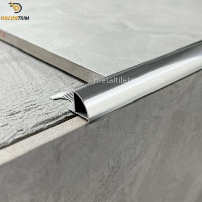 China Round Edge Closed Aluminum Tile Edging Strip 2.6m 6063 Anodized for sale