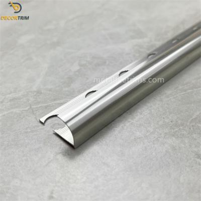 China Aluminum Tile Trim Edging 10.6mm x 2.5m Brilliant Silver Rust Proof for sale