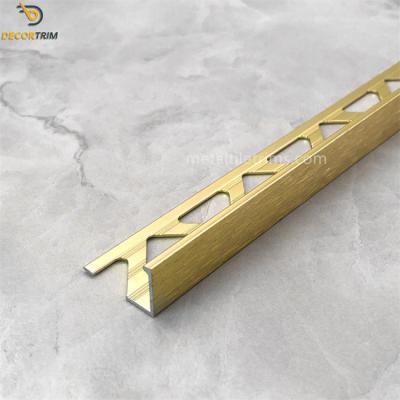 China 12.5mm x 23mm Aluminum L-Shape Tile Trim Edge Gold Color 2.5m Length for sale