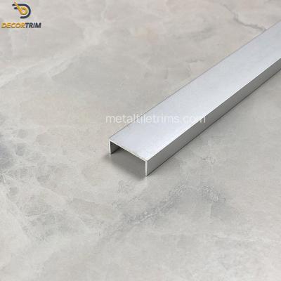 China Aluminum 6063 T5 U Channel Strip 8mm x 20mm x 1mm Tile Edging Trim 2m Length for sale