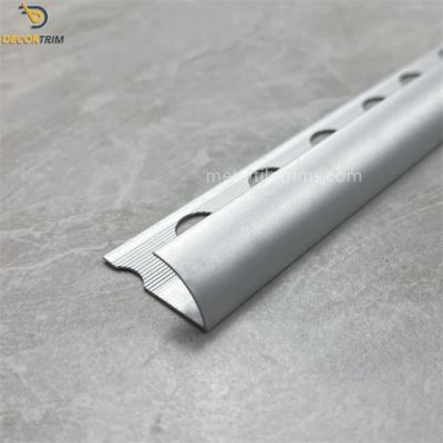 China Aluminum Tile Trim 12.5mm Round Edge Alloy 6063 T5 Matt Silver 32mm Width for sale