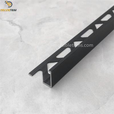 China Aluminum Tile Trim Transition Black 22mm Width 1mm Thickness Metal Edge Strip for sale