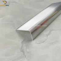 China Aluminum Stair Nosing Tile Trim 2.5m Length with Groove Anodized Silver for sale