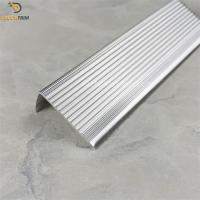 China Aluminum Stair Nosing Tile Trim 2.5m Length with Groove Anodized Silver for sale