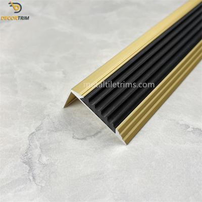 China Aluminum Stair Nose Corner Trim Tile Edge Protector 1.1mm Matte Gold 50pcs for sale