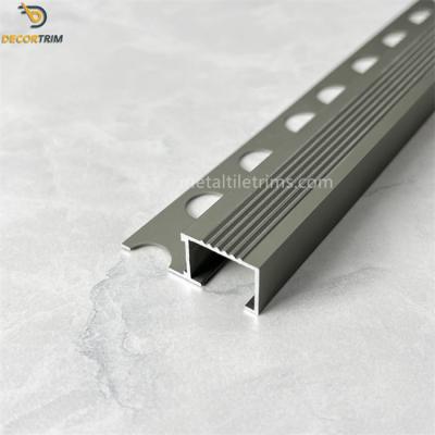 China Gold Aluminum Stair Nosing Tile Trim 2.5m Decorative Flooring Edge Metal Profile for sale