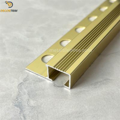 China Aluminum Stair Nosing Tile Trim 9.9mm Bullnose Profile 1.1mm Thickness for sale