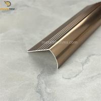 China Aluminum Stair Nosing Tile Trim 1.1mm Coffee Color for Stair Edge Protection for sale