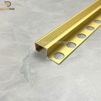 China Aluminum Stair Nosing Tile Trim 12.96mm Matte Gold for Floor Edging for sale