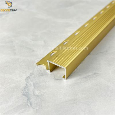 China Aluminum Stair Nosing Tile Trim 12.96mm Matte Gold for Floor Edging for sale