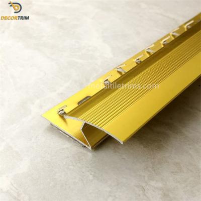 China Z Shaped Tile Trim Gold Carpet Transition Strip 7.7mm Height Aluminum 2.5m for sale