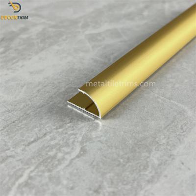 China Matte Gold Aluminum Tile Trim Transition Strip Round Shape 2.5m Length for sale