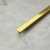 China Aluminum T Shaped Tile Trim Transition Strip 7.4mm Polished Gold for Ceramic Flooring for sale