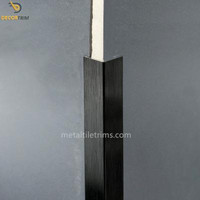 China Brushed Black Metal Corner Protector Trim 1mm Aluminum Wall Corner Strip 15pcs Pack for sale