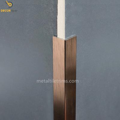 China Dark Coffee Brushed Aluminum Wall Corner Protector Strips 1mm Tile Trim for sale