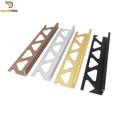 China Aluminum L-Shaped Tile Edge Trim 8mm x 2300mm Black Silver for sale