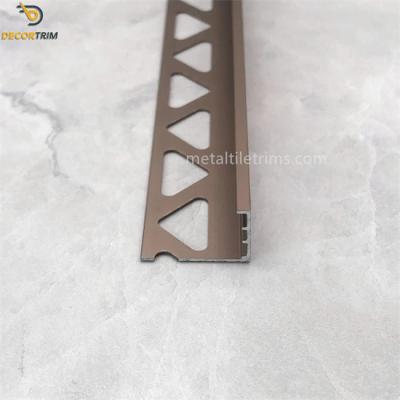 China Aluminum Tile Edge Trim L-Shaped Floor Finishing Brown 0.8mm 50pc for sale