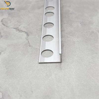 China 12mm Aluminum Tile Trim L-Shaped Edge Strip Polished Silver 0.8mm Thick for sale