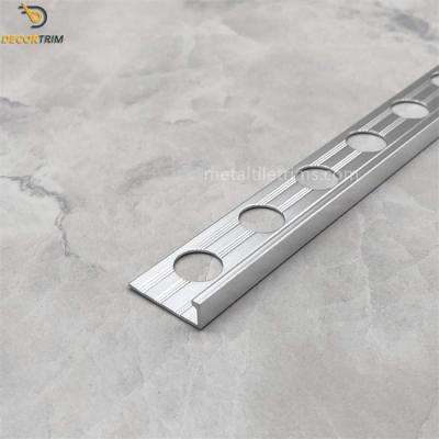 China Internal Tile Trim Aluminium Edge Trim Brushing Finish Silver Color 2300mm 0.8mm for sale
