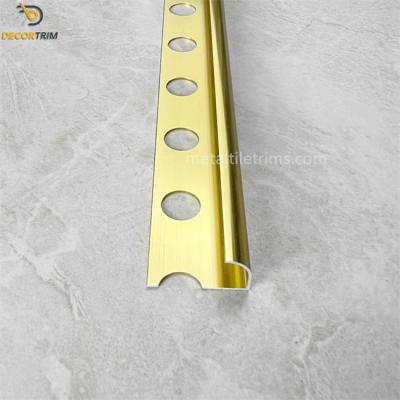 China Aluminum Tile Edge Trim L-Shape 0.8mm Gold Decorative Metal Corner for Tile Edging for sale