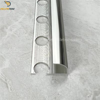 China Aluminum Corner Trim Tile Metal Tile Edge Trim Strip 0.8mm 1mm Silver Matt Gold Rounded for sale