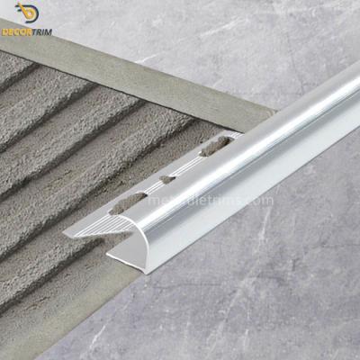 China 1mm Thickness Metal Quarter Aluminium Tile Trim Rounded Reveal Surface for sale