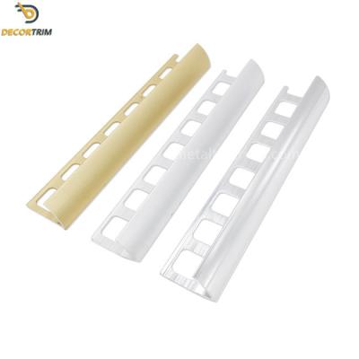 China Aluminum Quarter Round Tile Edge Trim 2300mm Silver Gold Marble Finish for Ceramic Porcelain for sale