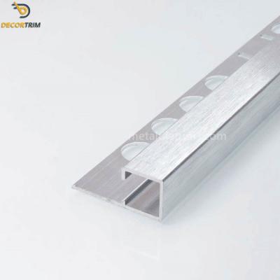 China Aluminum Floor Strip Metal Corner Tile Trim Flooring Edging Strip 6063 T5 0.8mm for sale