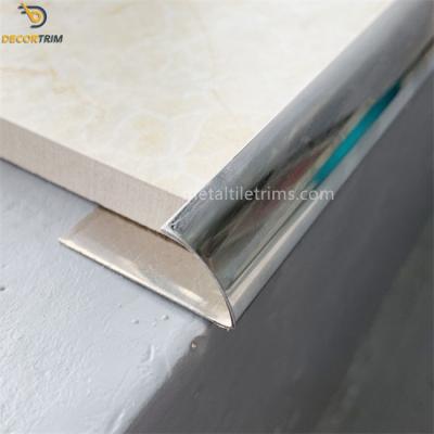 China Stainless Steel Carpet to Tile Transition Strip Chrome Trim 2.5m Length 10x10mm for sale