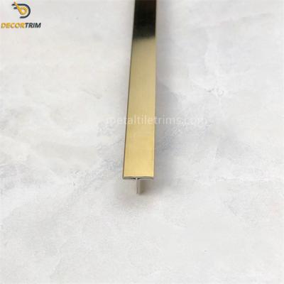 China Stainless Steel T Shape Tile Trim 10x10mm 2.5m Wall Metal Angle Edging for sale