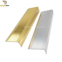 China Aluminum Tile Edge Trim Decorative Stair Nosing 3000mm Gold Silver 1.1mm for sale
