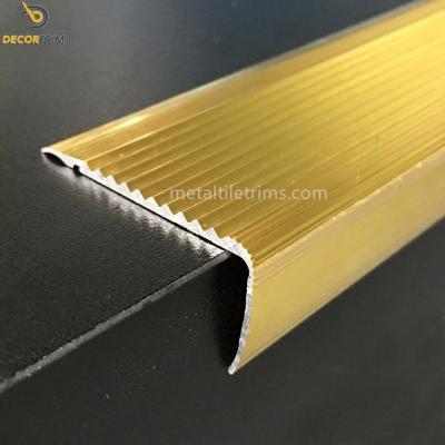 China Aluminum Tile Edge Trim Decorative Stair Nosing 3000mm Gold Silver 1.1mm for sale
