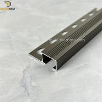 China Brown Aluminum Alloy Stair Nosing Tile Trim Anti Slip Strips 1.1mm Thickness 50pc Box for sale