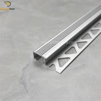 China 6mm Chrome Matte Black Tile Trim Bullnose Edge Trim 6063 T5 Aluminum Floor Edging for sale