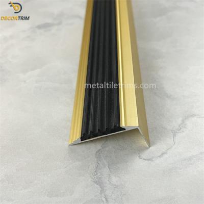 China Aluminum L-Shaped Stair Nosing Tile Trim 1.1mm Thickness White Gold Bullnose for sale
