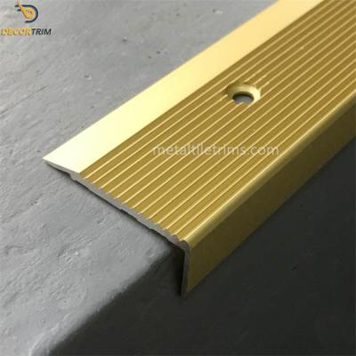 China Aluminum Tile Corner Trim 10mm Chrome Step Edge Trim 6063-T5 1.1mm Profile for sale