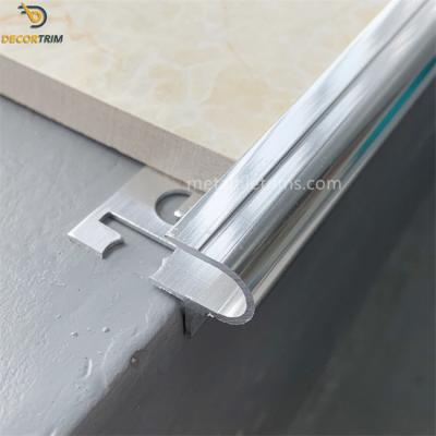 China Aluminum Tile Trim Bullnose Edge 2.5m Length 1.1mm Thickness Silver Black for sale
