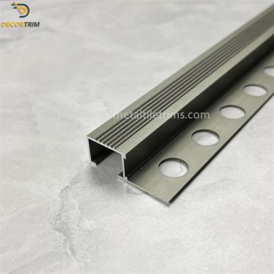 China Aluminum Stair Nosing Tile Trim 1mm Brushed Nickel Edge Trim 6063 for sale