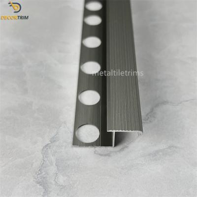 China Aluminum Stair Nosing Tile Trim Brushed Nickel 1mm Profile 50pc Box for sale