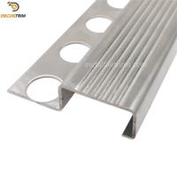 China 20mm Porcelain Tile Trim Bullnose Stair Nosing Silver Stainless Steel 1mm Thick for sale
