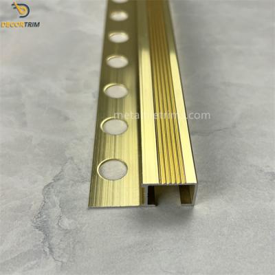 China Aluminum Tile Corner Trim 10mm Stair Nosing Anti-Slip Edge Trim Polished Chrome for sale